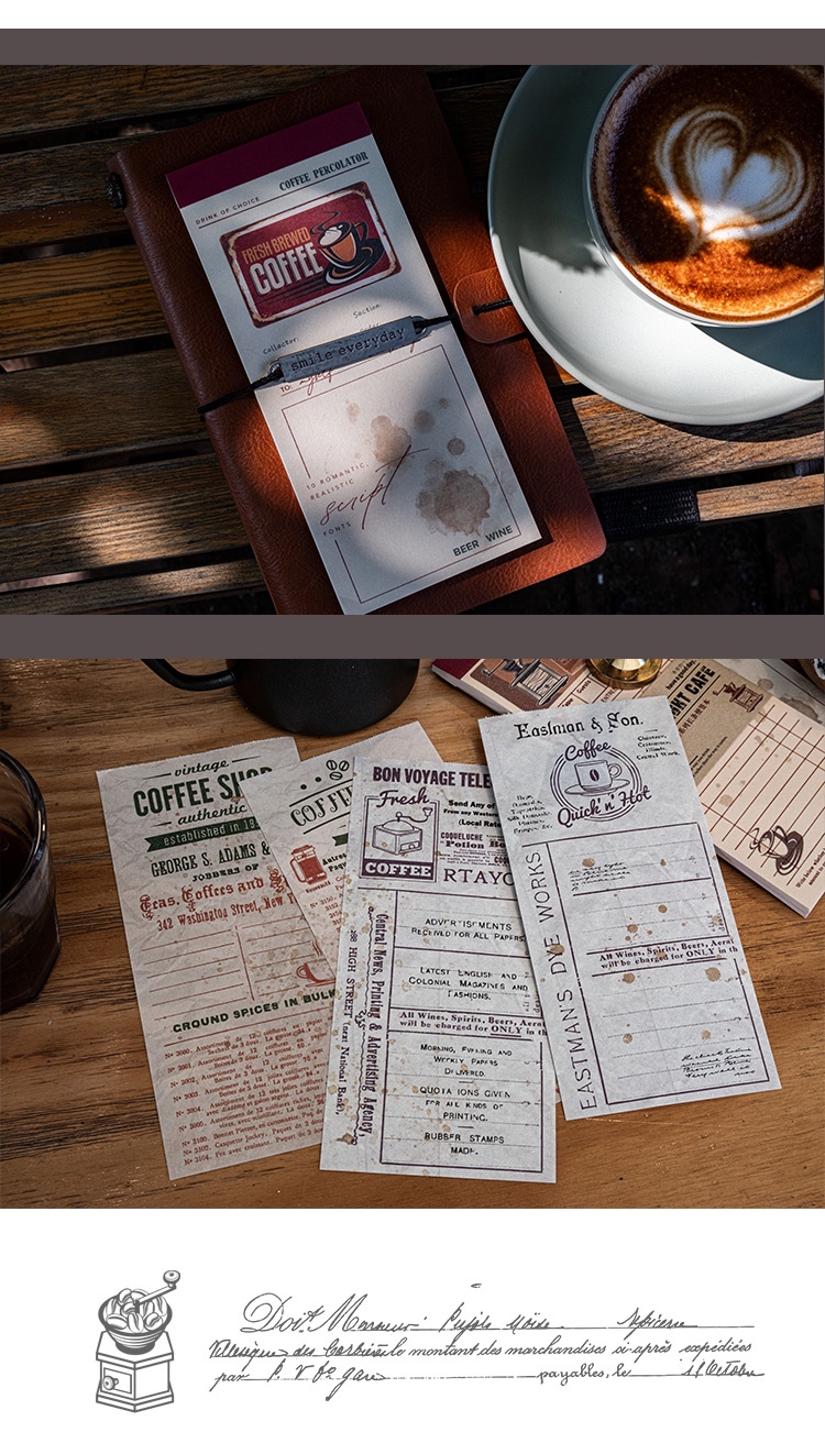 PINEDOT 30 Sheets Memo Coffee Stain Cafe Order Book For Journaling ...