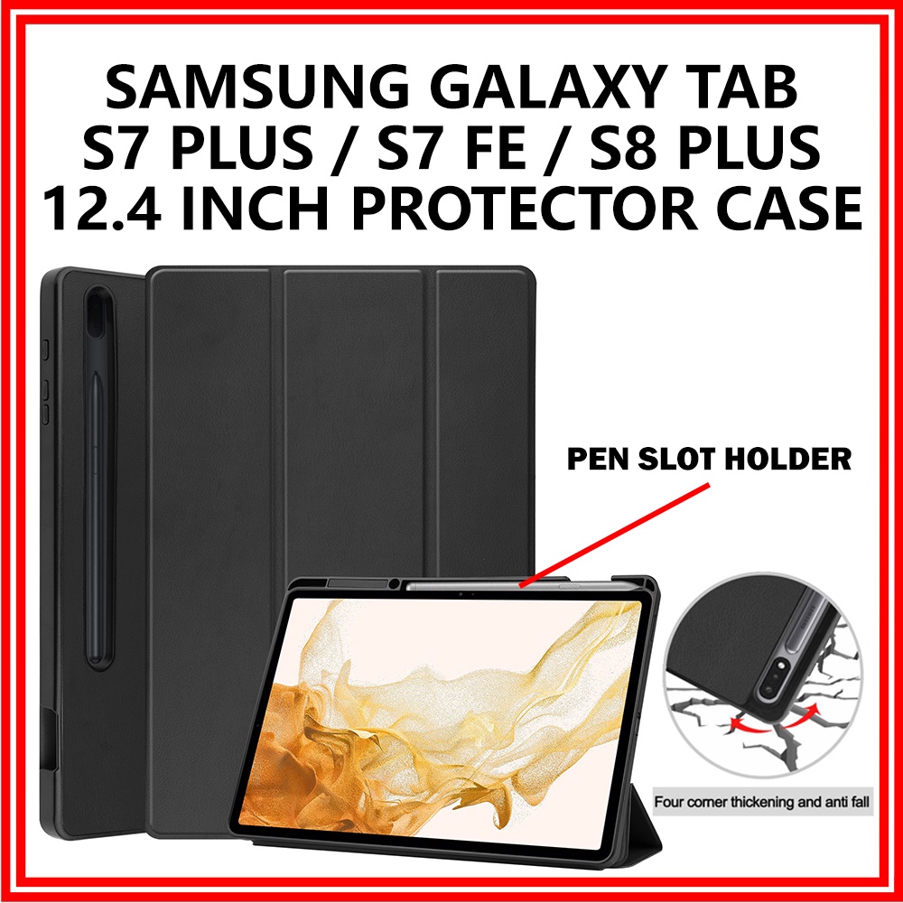 Samsung Tab S7 FE S7 Plus S8 Plus Pen Holder TPU Flip Cover Case Tab ...