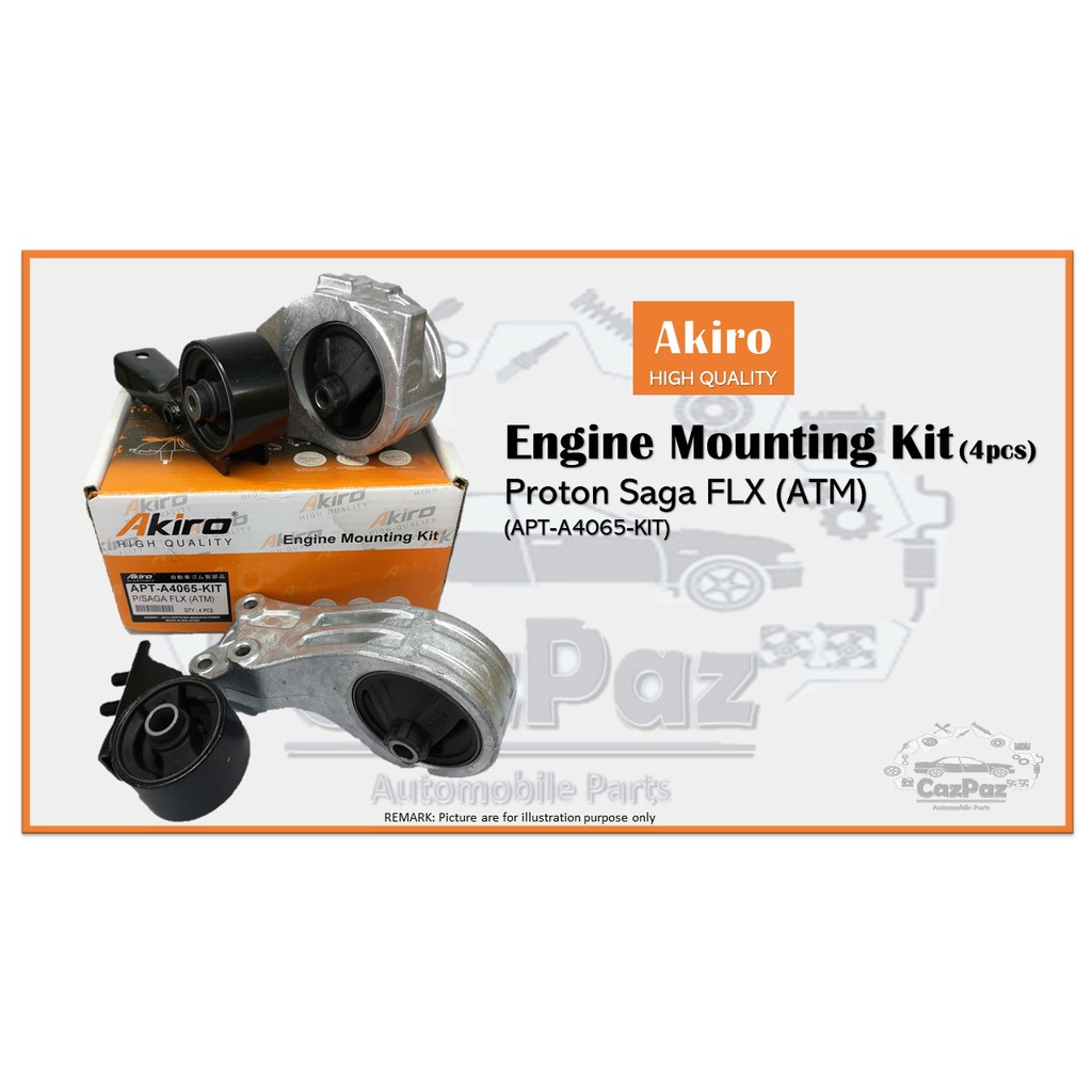 Akiro-Engine Mounting Kit (4 pcs) Proton Saga FLX (ATM) (APT-A4065-KIT) | Shopee Malaysia