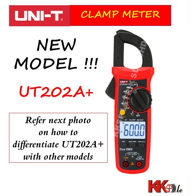 (1 Year Warranty) UNI-T UT202A+ 400-600A Digital Clamp Meter (TONG ...
