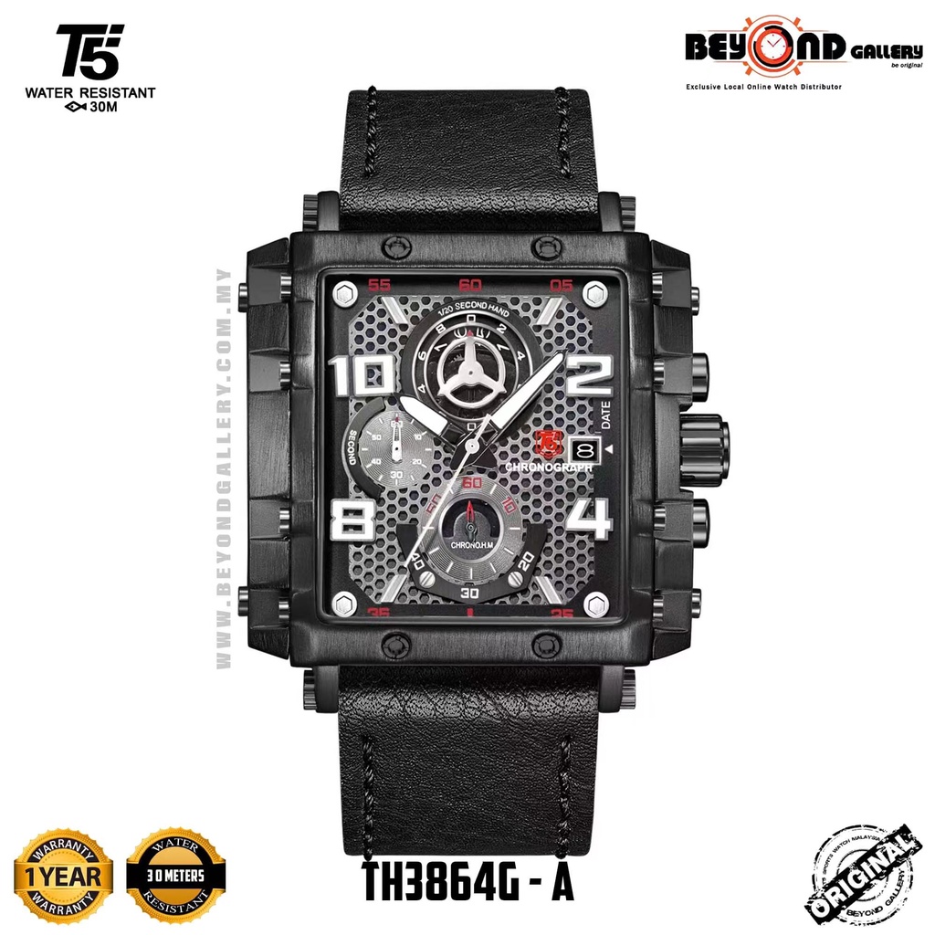 T5 Watch Original (Malaysia) TH3864G Chronograph Date Genuine Leather ...