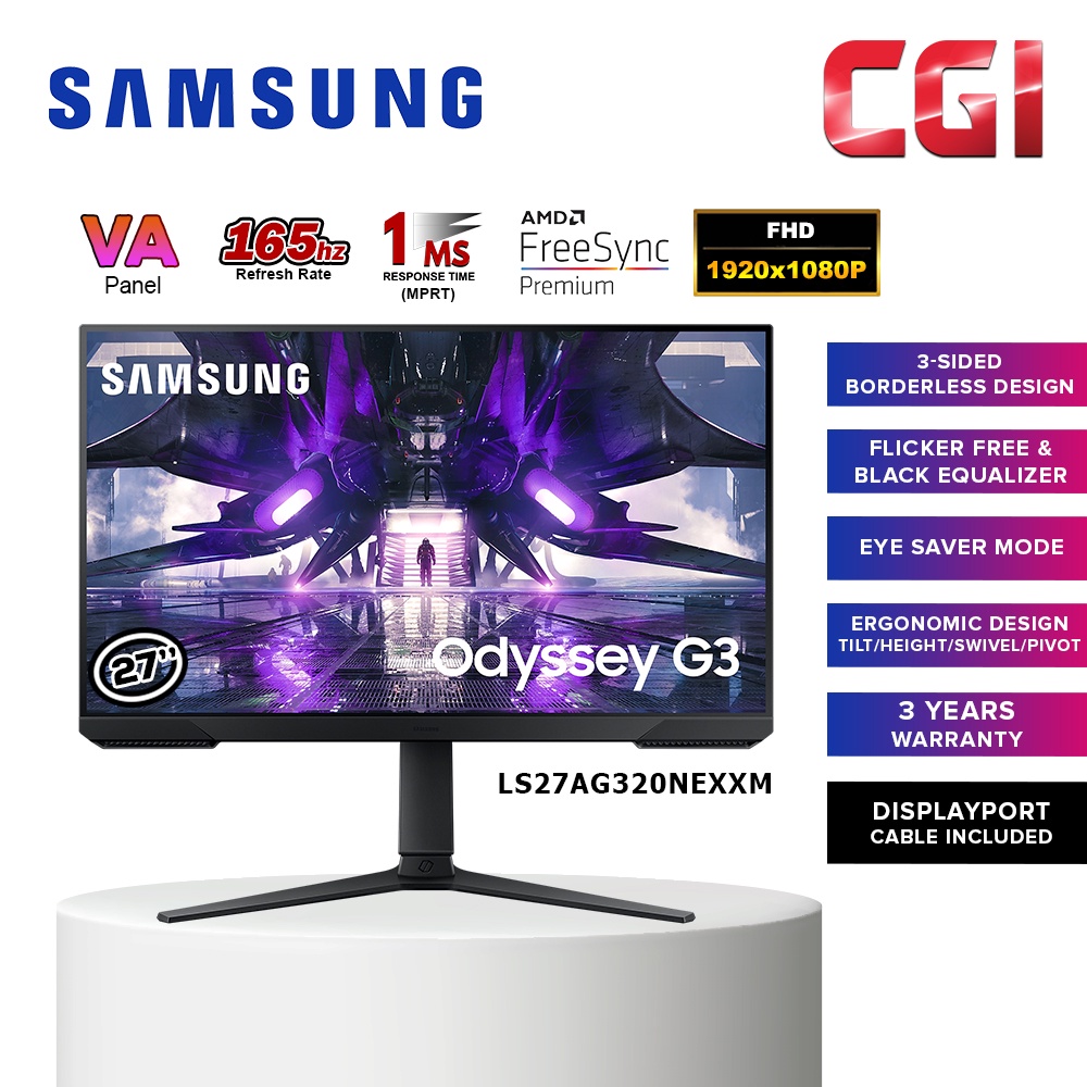Samsung 27" LS27AG320NEXXM 165Hz 1ms FreeSync Gaming Monitor | Shopee ...