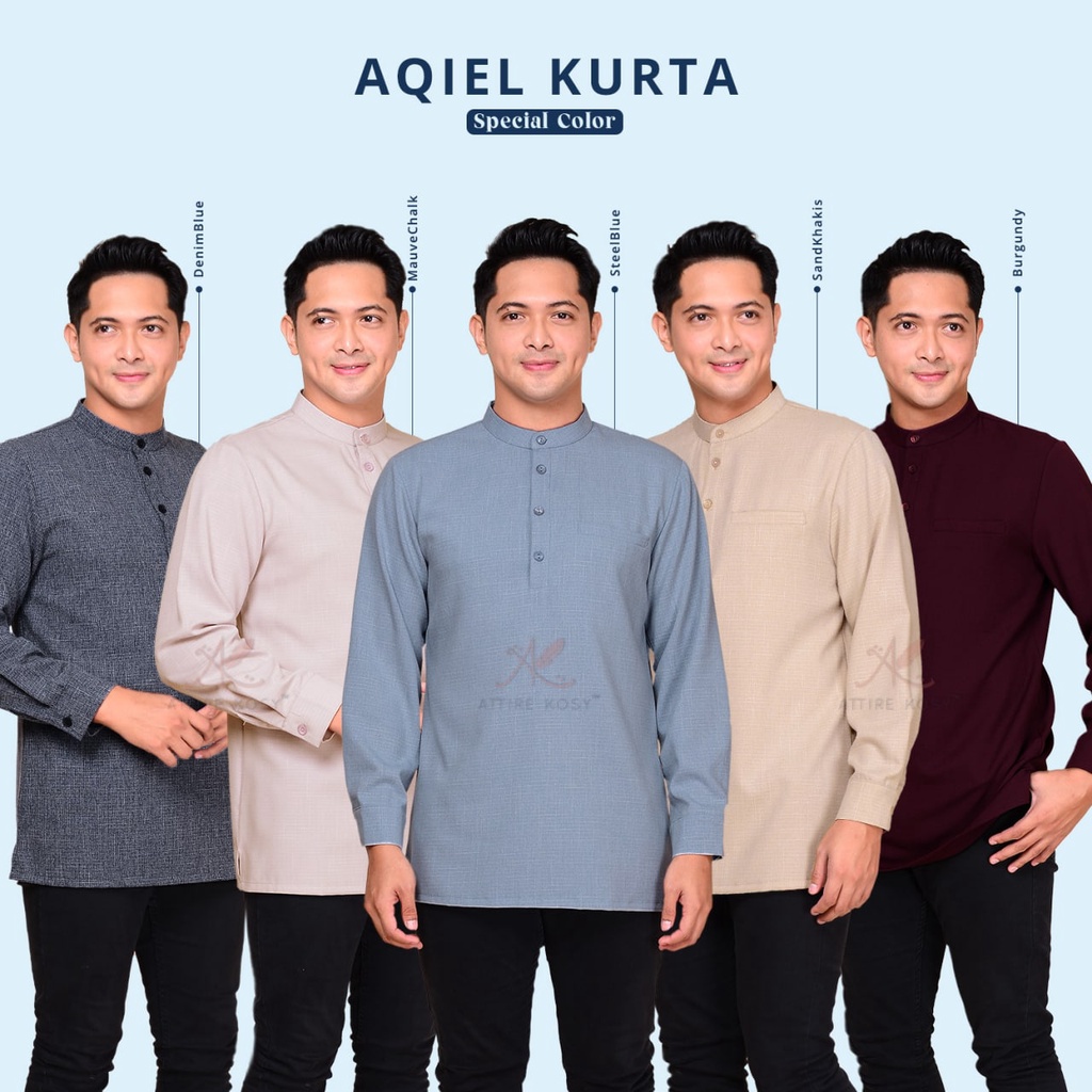 Aqiel Kurta Kemeja Lelaki Dewasa Cekak Musang Lengan Panjang Cotton ...
