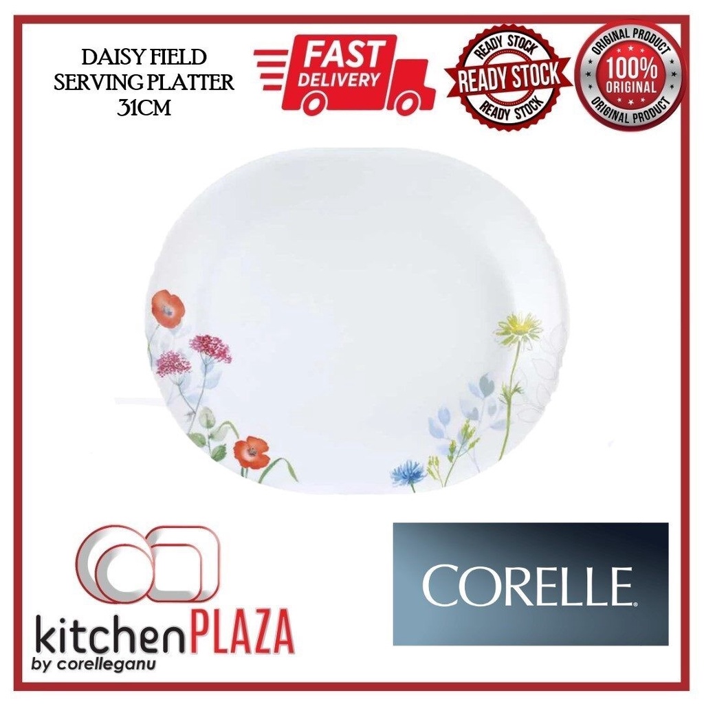 (Loose Corelle) CORELLE Deluxe Daisy Field 31cm Serving Platter (1 Pc ...