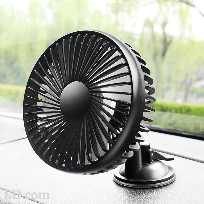 ED USB 12V/24V Portable Mini Car Fan 3 gears 360 Degree All-Round ...