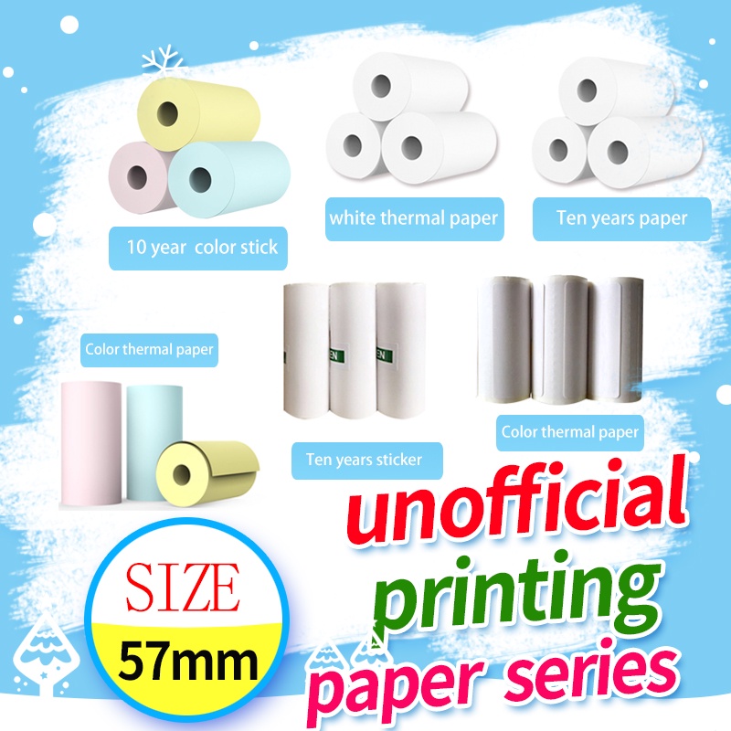 White / Color Thermal Paper Thermal Sticker 57*30mmm for Paperang ...