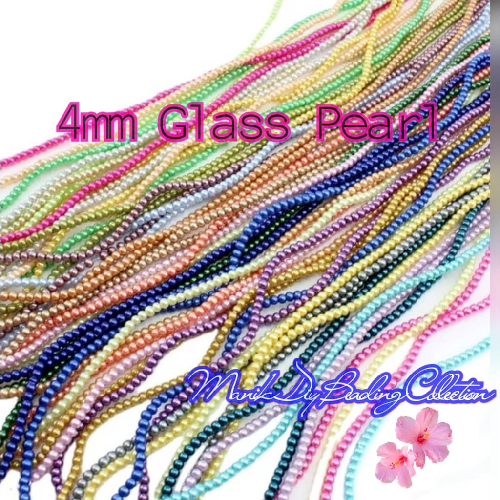 Glass Pearl Bead 4mm, Glass Pearl Manik Mutiara Kaca 4mm For Beading ...