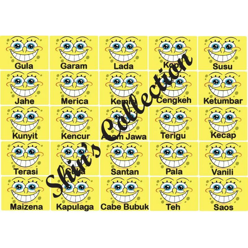 Spongebob Kitchen Spice sticker sticker 1 Sheet Of 25 pcs | Shopee Malaysia