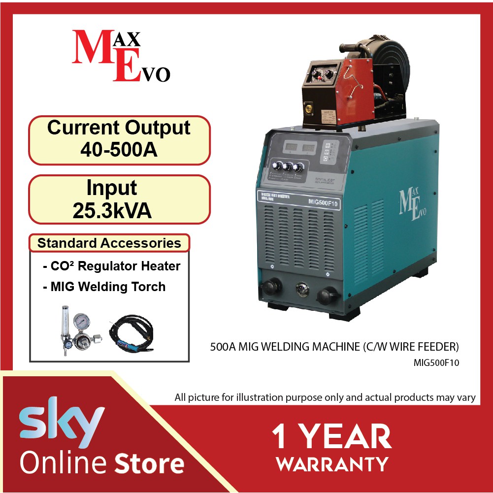 MAXEVO MIG500F10 500A MIG WELDING MACHINE (C/W WIRE FEEDER) | Shopee ...