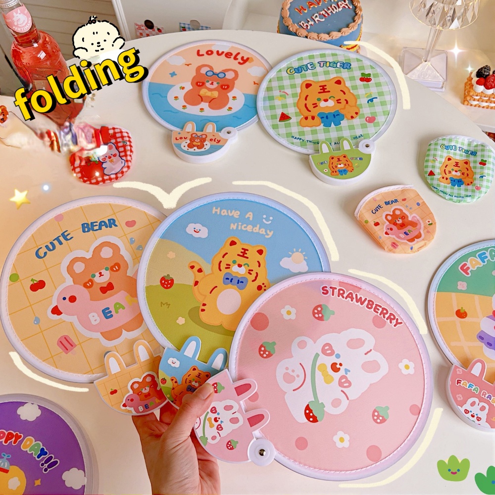 YoYo Fan Creative Folding Cute Cartoon Bear Rabbit Mini Protable ...