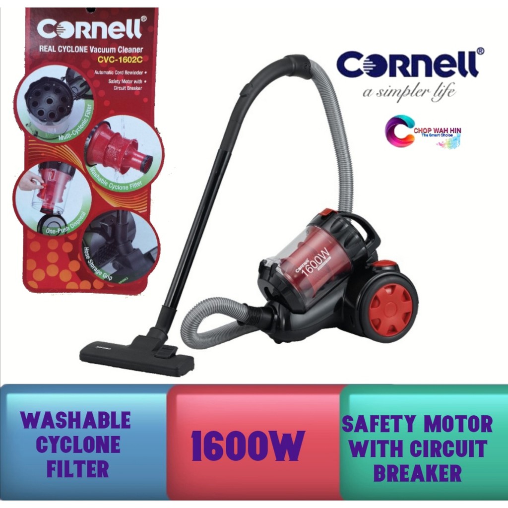 CORNELL BAGLESS CYCLONIC CYLINDER VACUUM CLEANER CVC-1602C | Shopee ...