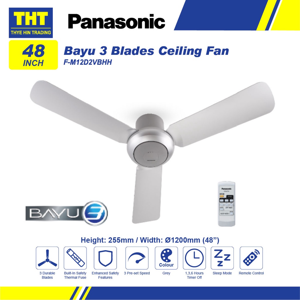 Panasonic 48'' BAYU 3 Blade Ceiling Fan F-M12D2VBHH | Shopee Malaysia