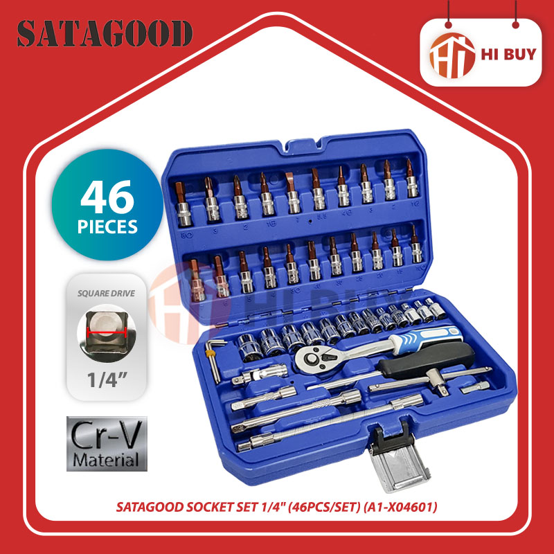 SATAGOOD SOCKET SET 1/4" 72T (46PCS/SET) (A1-X04601)/ RATCHET SET ...
