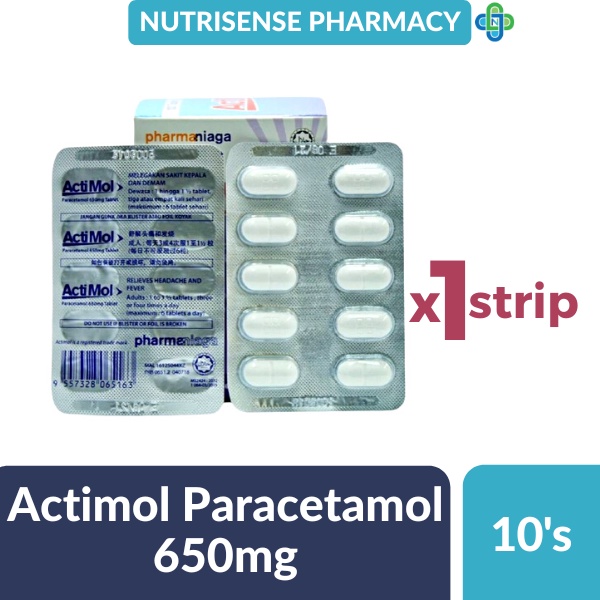 Actimol Paracetamol 650mg Tablet - 10's [Fever and Pain Relief ...