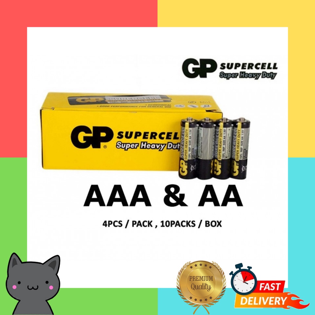 GP Battery Supercell Super Heavy Duty AAA AA Battery 1 Box 40pcs Ready ...