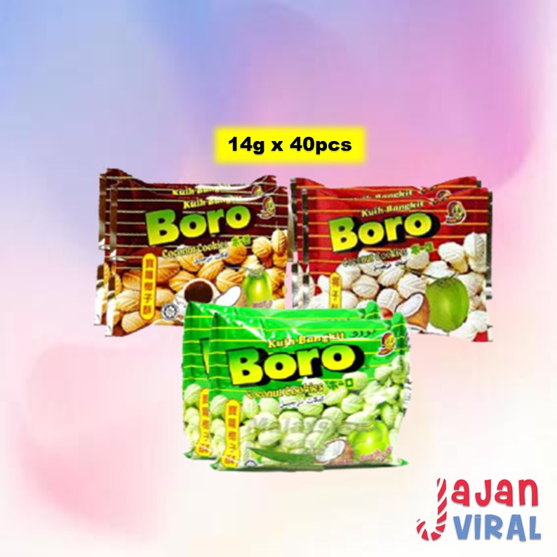 BORO COCONUT COOKIES PERISA ORIGINAL / PANDAN / KOPI (14G X 40PCS ...