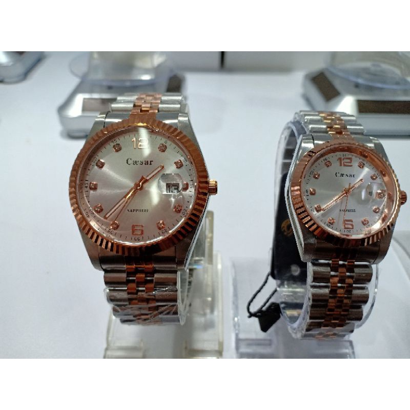 ORIGINAL CAESAR COUPLE SET SAPPHIRE GLASSES STAINLESS STEEL CHAIN ...