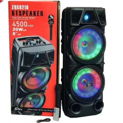 Portable Karaoke Speaker ZQS8210 Rechargeable Wireless Double 8 Inch Bt Popular Music Sound ...