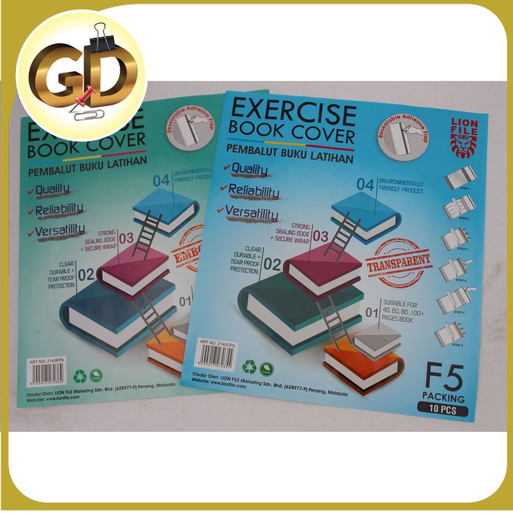 Lion File F5 Exercise Text Book Cover/Wrapper/Pembalut Buku (10pcs ...