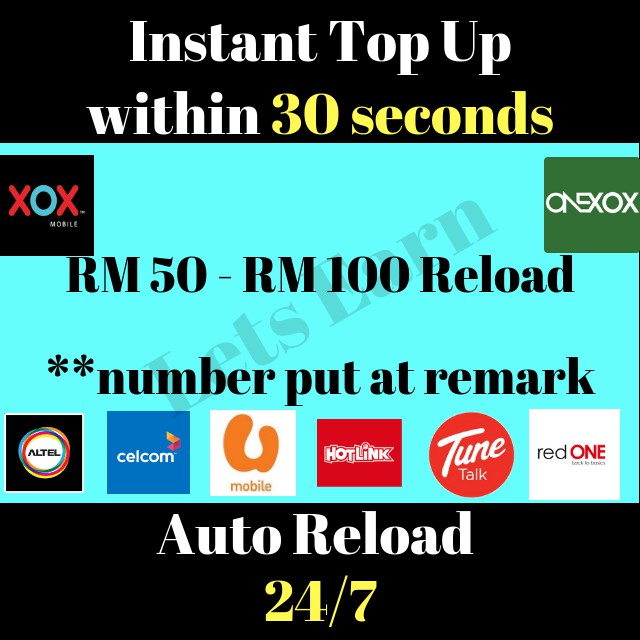 Auto All in one Instant Top Up Reload RM50 Maxis/Tunetalk/Umobile/Celcom/XOX etc | Shopee Malaysia