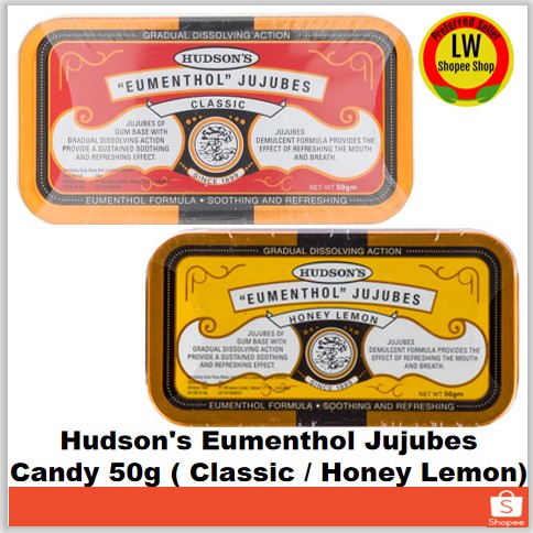 Hudson's Eumenthol Jujubes Candy 50g ( Classic / Honey Lemon) | Shopee ...