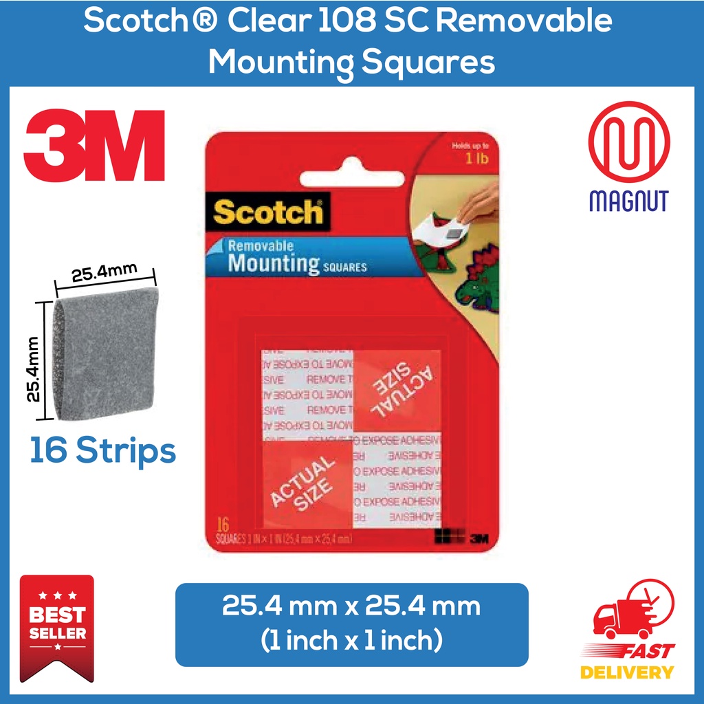 3M Scotch® Indoor Permanent Mounting Squares / Removable Mounting ...