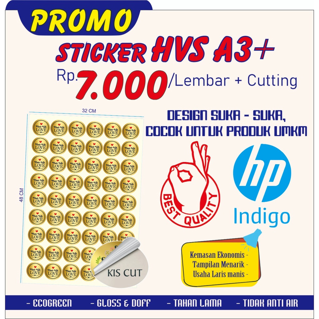 Print HVS Label Stickers | Hvs A3+ & Kiss Cut Sticker | Shopee Malaysia