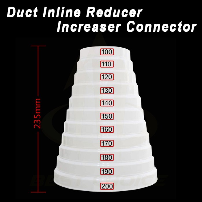 Duct Inline Reducer Increaser Connector Flange ABS Plastic Air Inlet ...