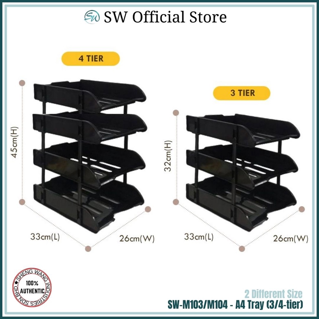 SWI Plastic A4 Paper Tray/ 3-4 Tier Document Tray/ Office Easy Assemble ...