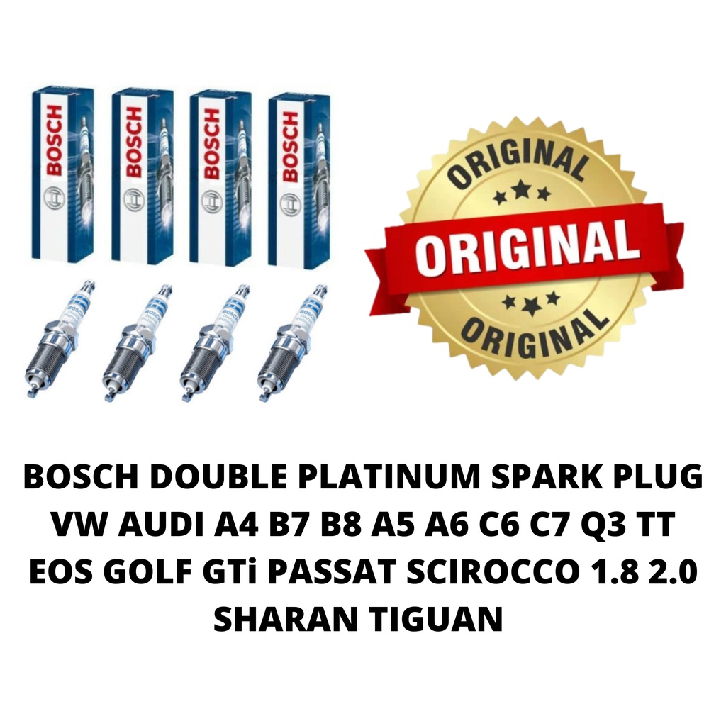 BOSCH DOUBLE PLATINUM SPARK PLUG VW AUDI A4 B7 B8 A5 A6 C6 C7 Q3 TT EOS ...