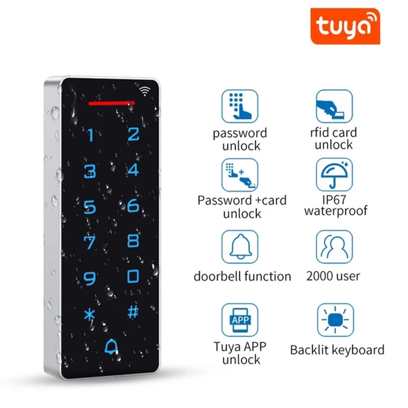 WIFI Tuya Smart App Door Access Control Keypad Standalone ID RFID Access Controller Card Reader ...