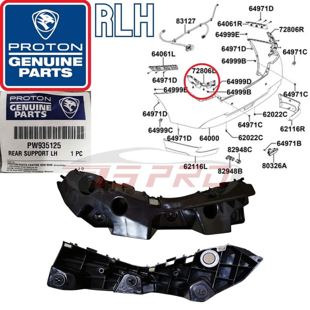 Proton New Saga VVT Genuine Front Rear Depan Belakang Bumper Bracket ...