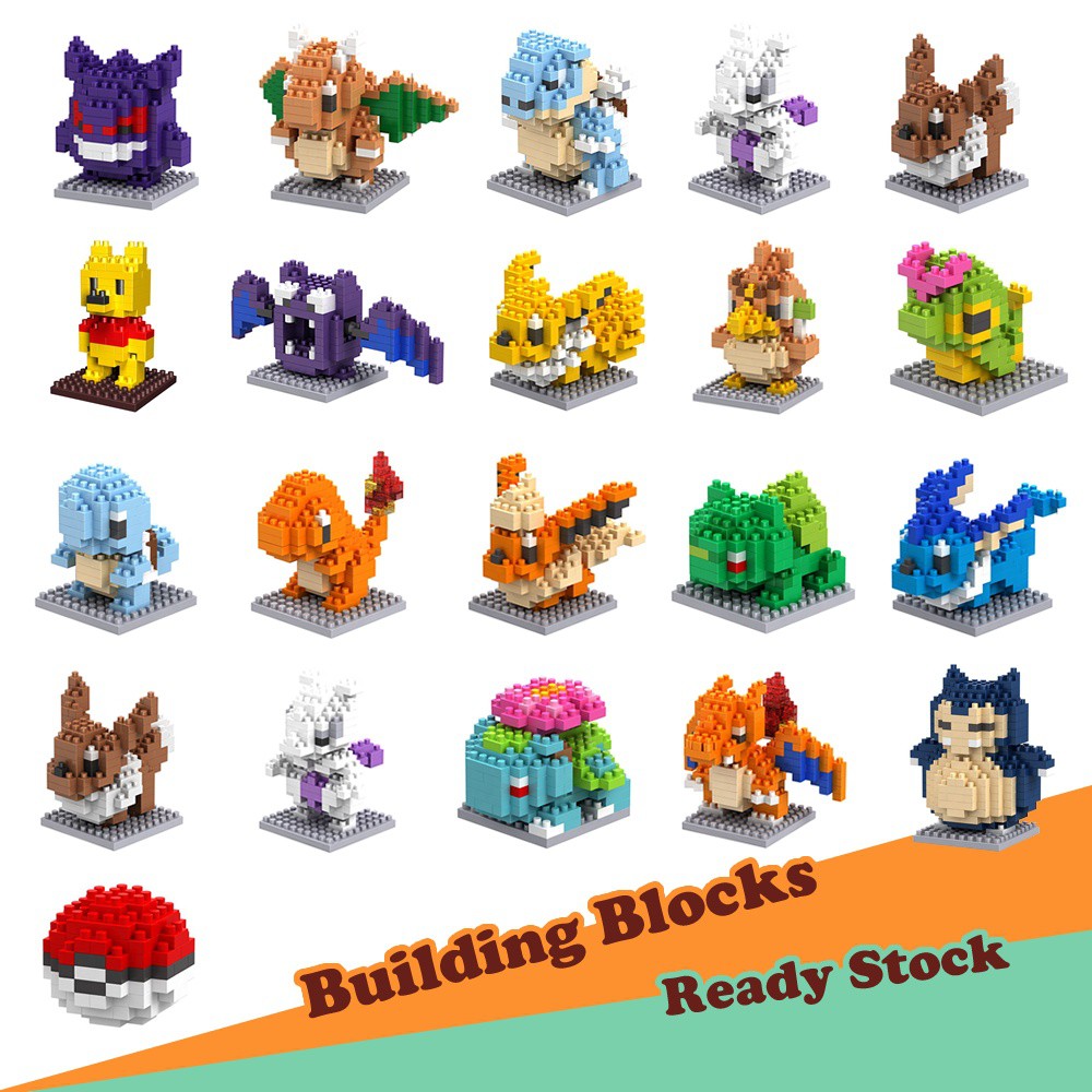 Ready Stock 20 Types DIY Pokemon Compatible Mini Building blocks ...