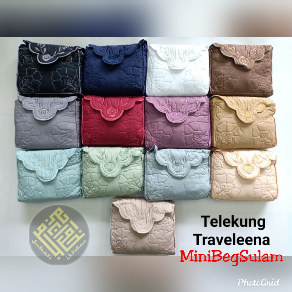 Telekung Traveleena Mini Beg Sulam Travel Mukena Cotton Super Soft Rose ...