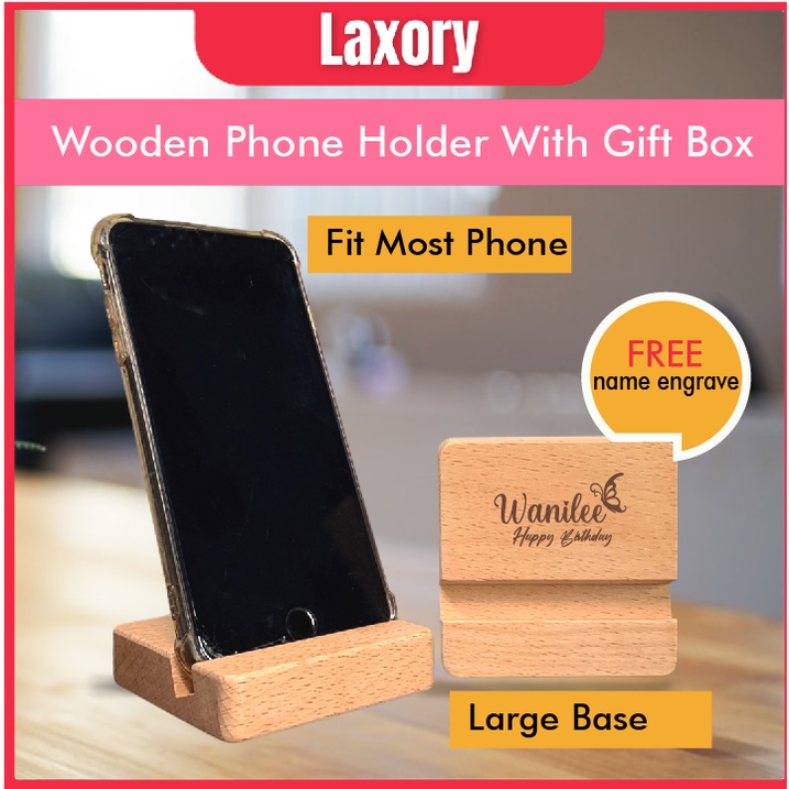 Custom Wood Mobile Handphone Holder With Name Corporate Logo Printing ...