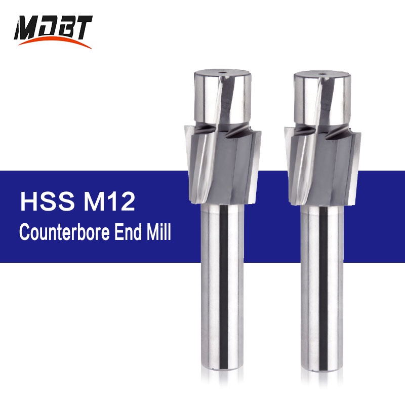 4 Flute HSS Counterbore End Mill M3.2-M20 Pilot Slotting Bit Cutter for ...