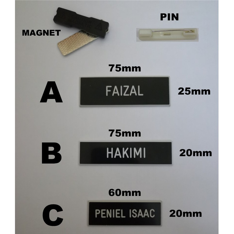 Name Tag MAGNET, Name Tag PIN Untuk Tag Nama Sekolah Cikgu, Nama Tag ...