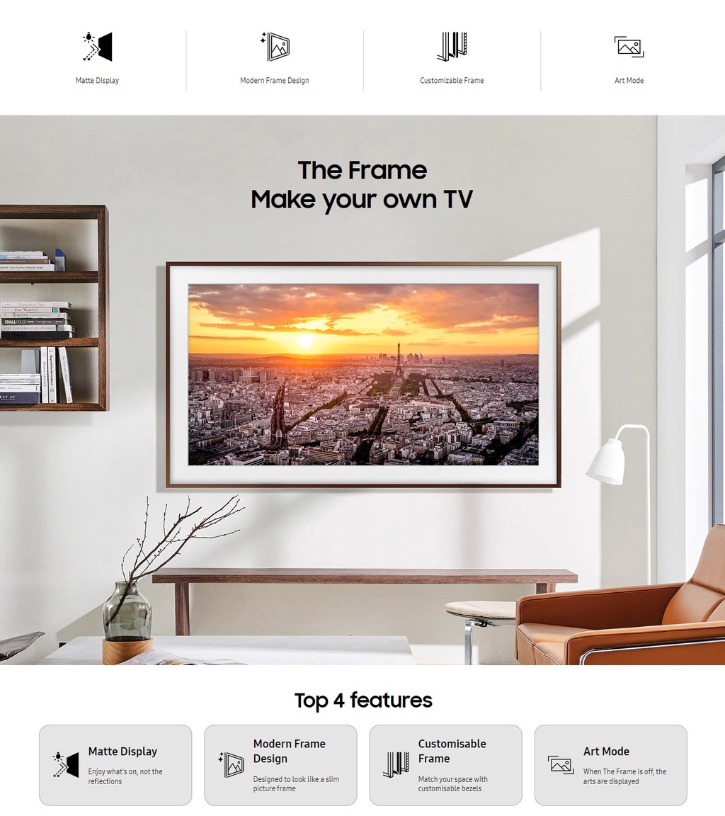 Samsung 65" HDR 4K Smart The Frame QLED TV QA65LS03BAKXXM | Shopee Malaysia