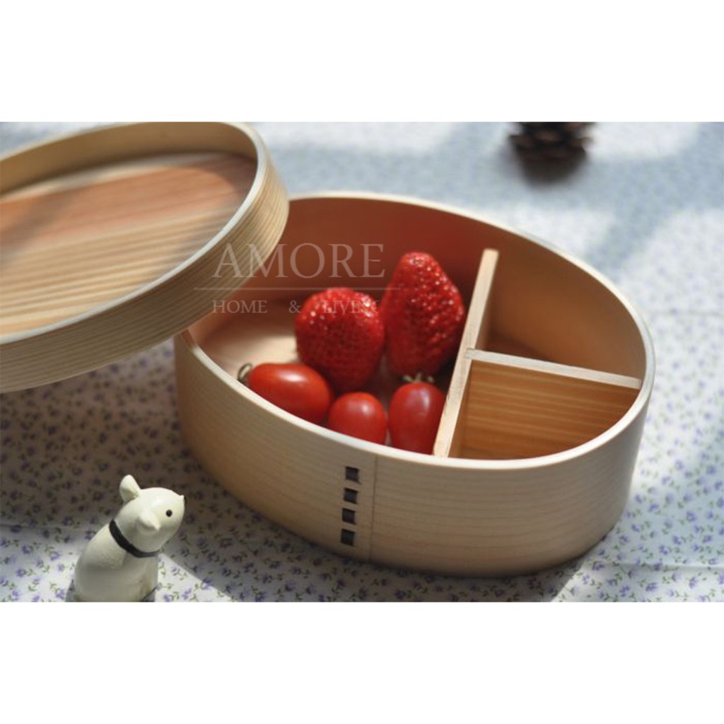 Wooden Oval Shape Japanese Bento Box | Shopee Malaysia