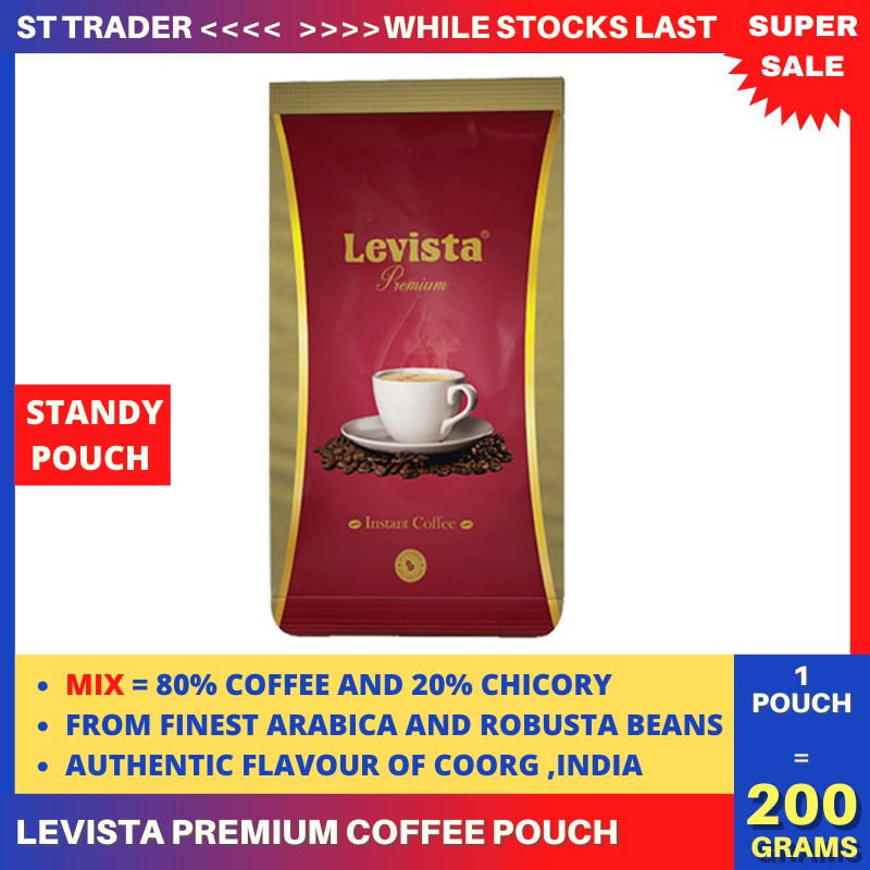 Levista Premium Coffee 200g Pouch - A fine blend of 80% Coffee and 20% Chicory. highest quality ...