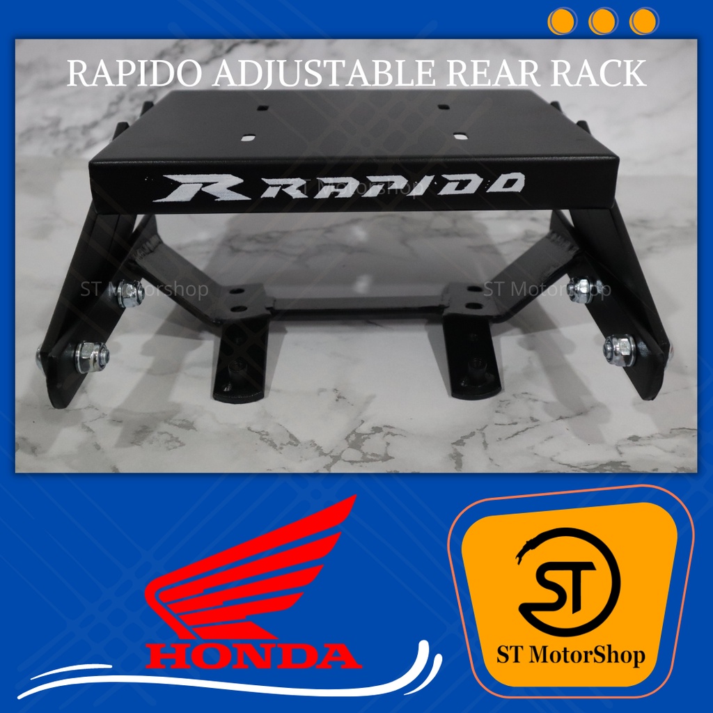 RAPIDO ADJUSTABLE REAR RACK FOR HONDA RS150R WAVE DASH II/125I DASH/FUTURE 125 FI/VARIO/WAVE ...