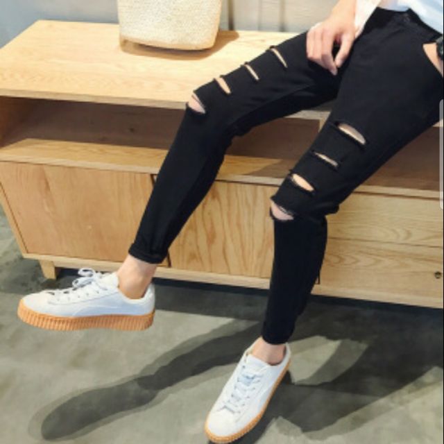 Men Women Ripped Jeans | Shopee Malaysia