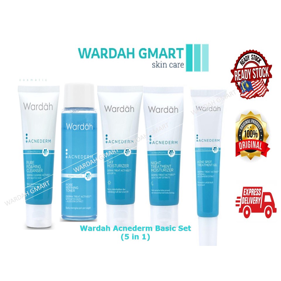 Wardah Acnederm Series Complete Set (Sesuai utk kulit berminyak/Jerawat ...