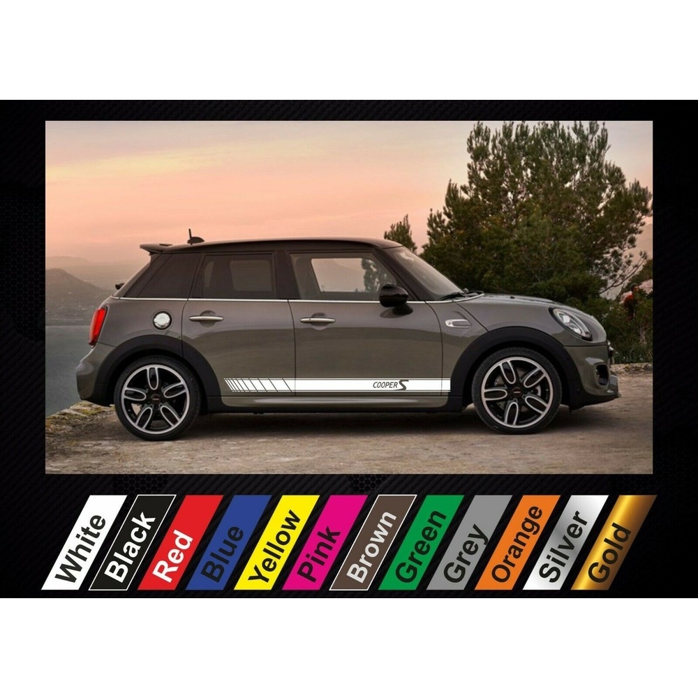 2pcs stickers Mini Cooper S graphics side stripe decal sticker #8 ...