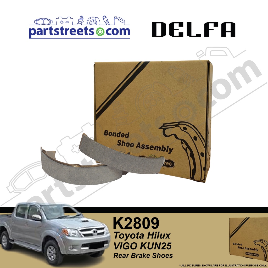 DELFA Rear Brake Shoe - Toyota Hilux Vigo Kun 25- K2809 (1 set ...