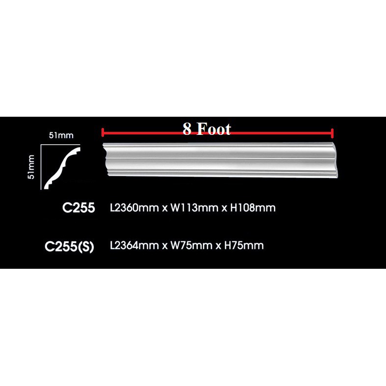 Plaster Cornices Model C255 Plain (Length 8') | Shopee Malaysia