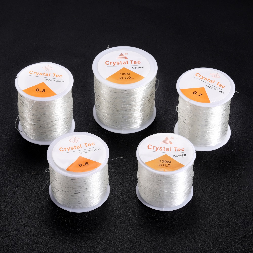 1 Roll 20m Diameter 0.4-1mm Transparent Crystal Elastic Thread Beaded ...