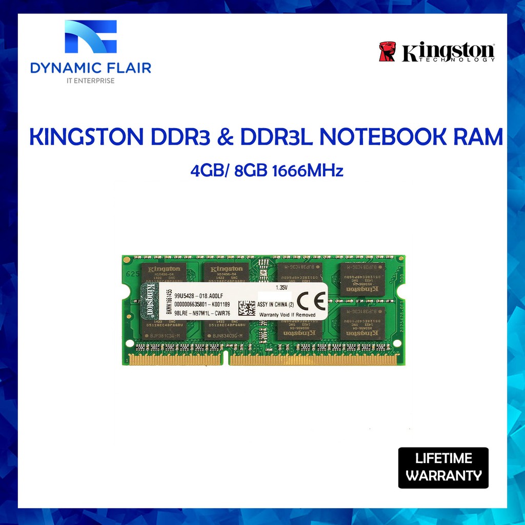 Kingston DDR3 & DDR3L Notebook NB SODIM RAM 4GB/ 8GB 1666MHz | Shopee Malaysia