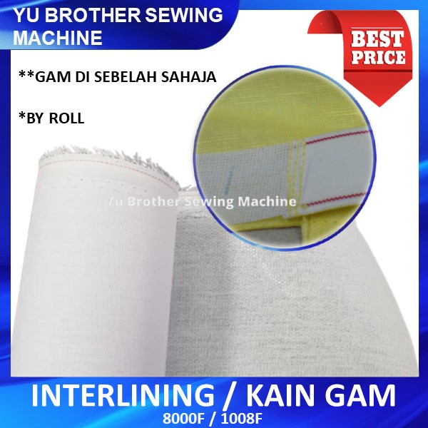 Kain Gam /Kain Keras/ Interlining 8000F/1008F (Sell by Roll) | Shopee ...