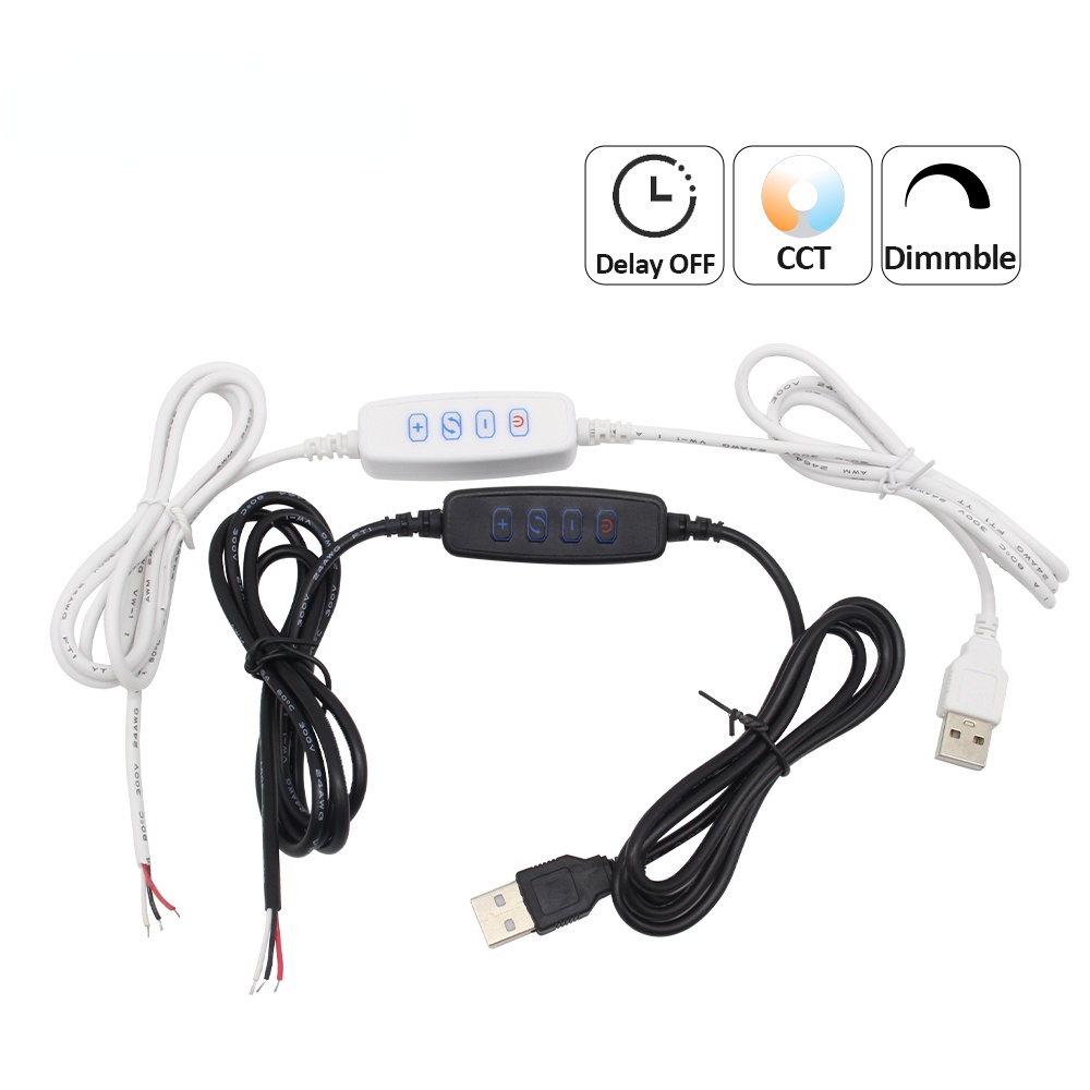 DC 5V USB LED Dimmer CCT Dual White Dimming Extension Cable with 60s ...